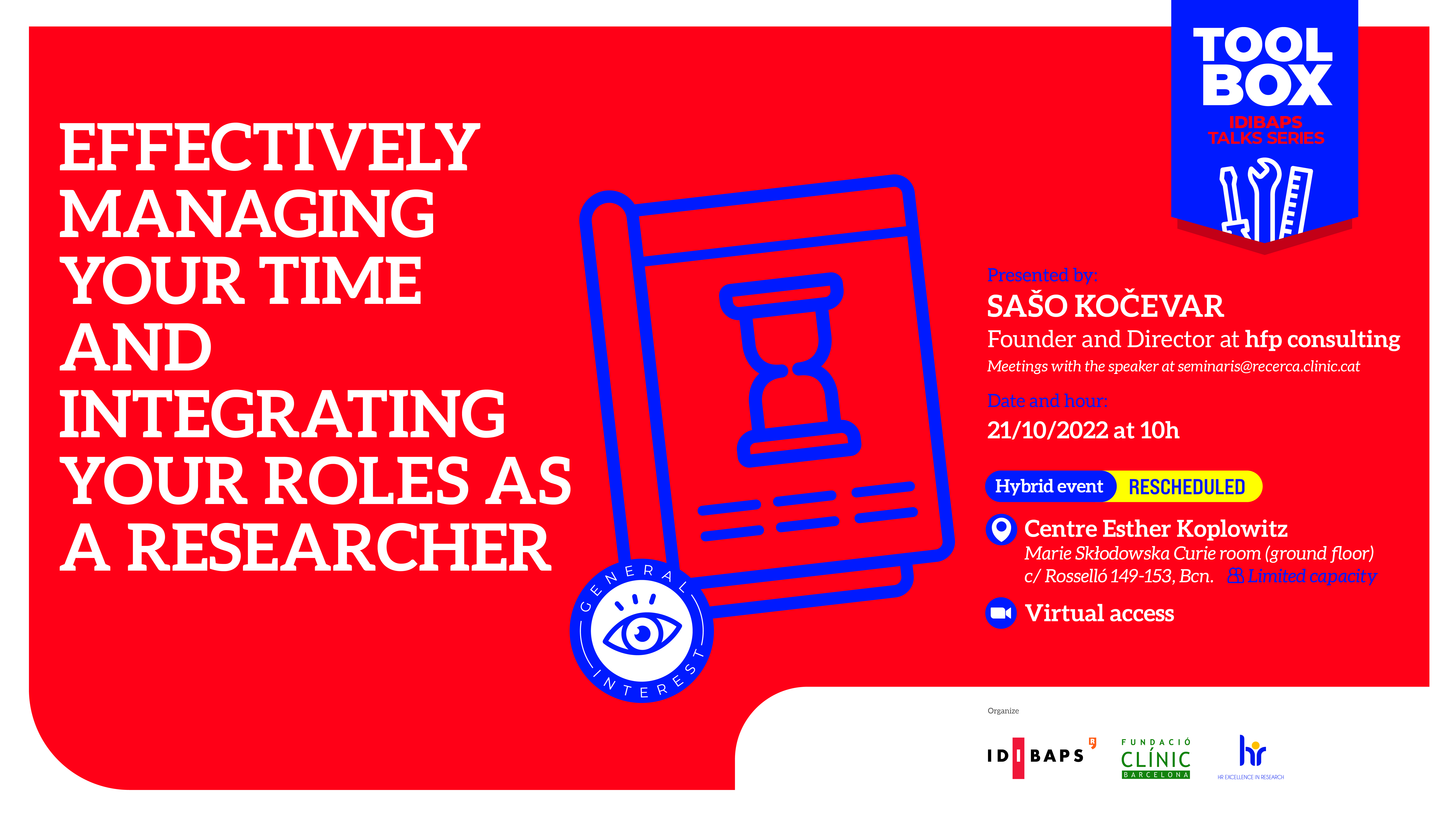 ToolBox, IDIBAPS Talk Series: Effectively Managing Your Time and ...