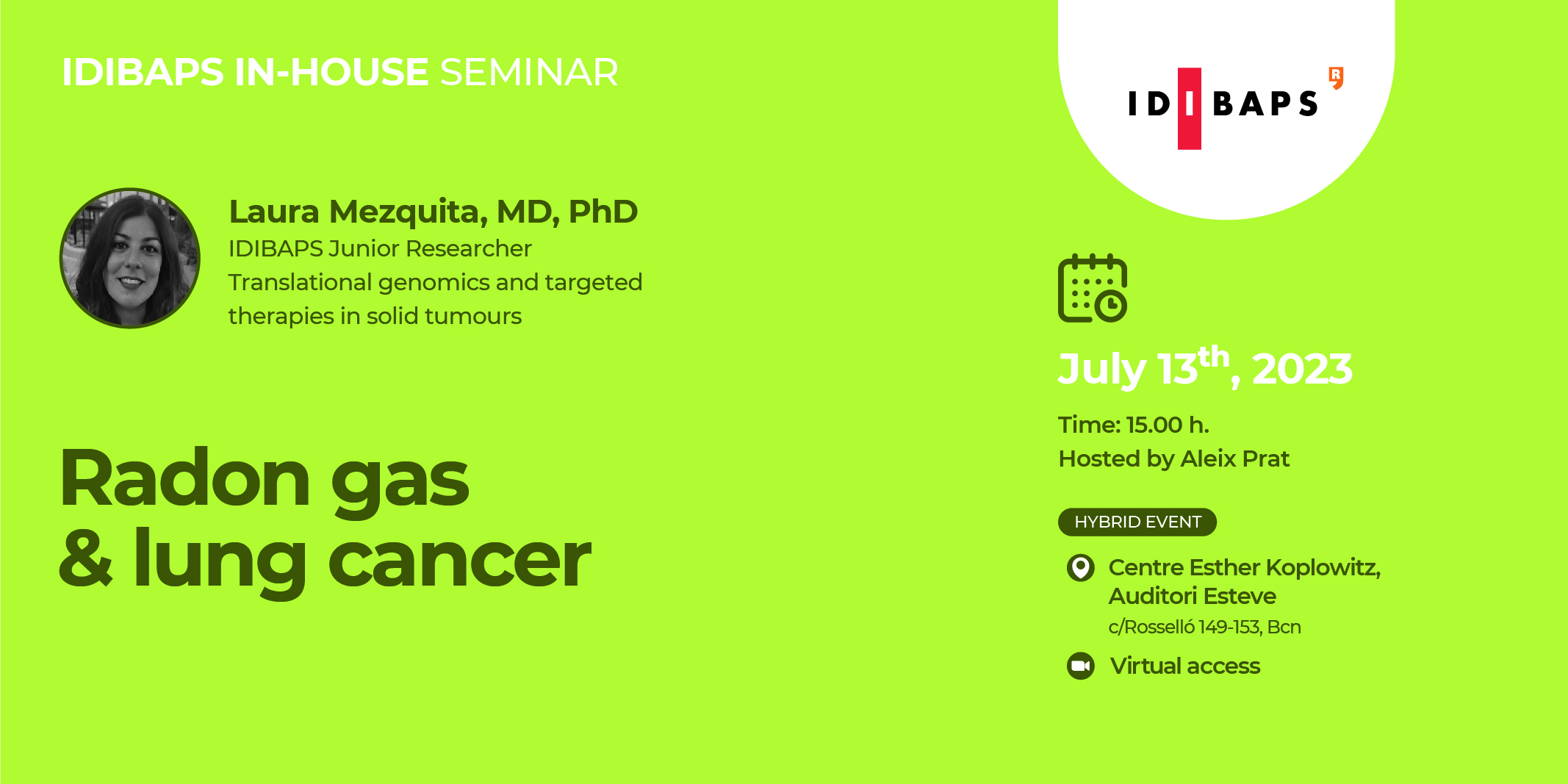 IDIBAPS IN-HOUSE SEMINAR: Radon gas & lung cancer