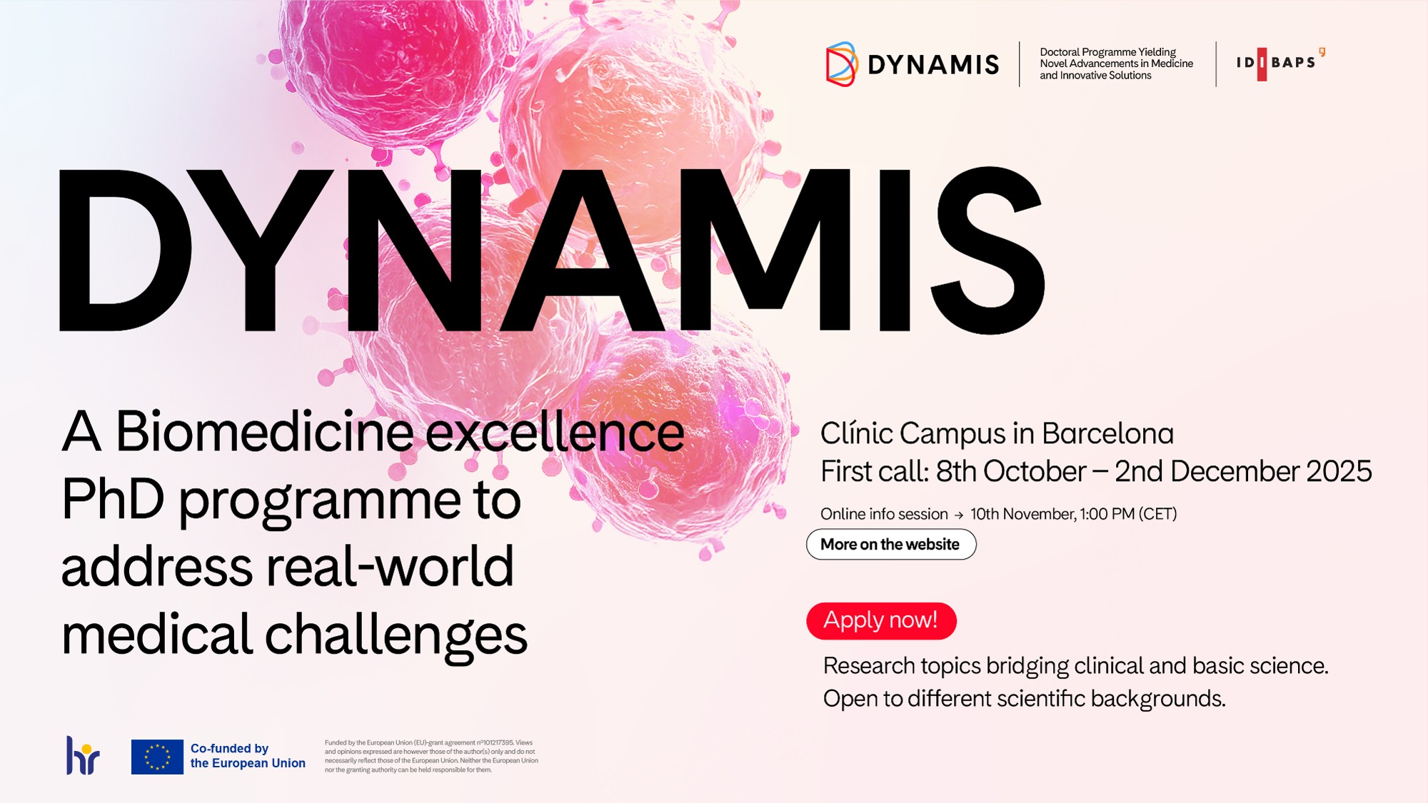 IDIBAPS offers five fully funded PhD positions through its DYNAMIS ...